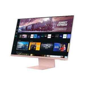 SAMSUNG 27" M80C UHD HDR Smart Computer Monitor Screen with Streaming Wireless Remote PC Access, Alexa Built-in (LS27CM80PUNXZA), Sunset Pink