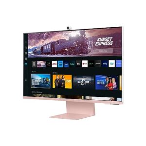 SAMSUNG 27" M80C UHD HDR Smart Computer Monitor Screen with Streaming Wireless Remote PC Access, Alexa Built-in (LS27CM80PUNXZA), Sunset Pink