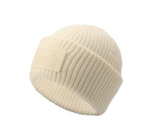 coach women's patch beanie, chalk