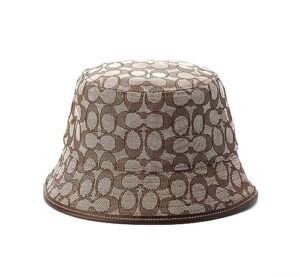 coach women's signature c jacquard bucket hat, stone 1941 saddle