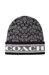 coach women's signature c logo beanie, black