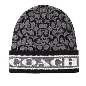 Coach Women's Signature C Logo Beanie, Black