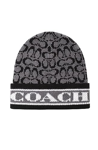 Coach Women's Signature C Logo Beanie, Black