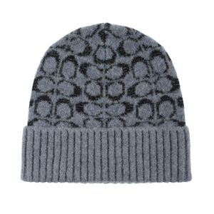 Coach Women's Metallic Signature C Jacquard Beanie, Black