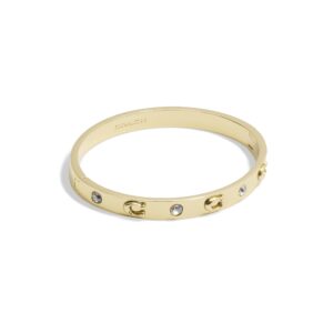 coach women's signature c logo hinged bangle bracelet