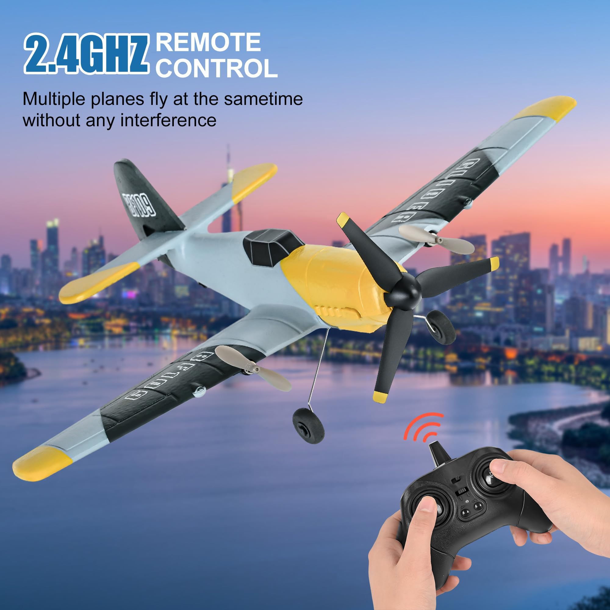 OMNANGO RC Plane 3 Channel BF-109 Airplane,2.4GHz 6-axis Gyro Stabilizer RTF Glider Aircraft Plane or Beginners Adults Kids with Xpilot Stabilization System Fighter