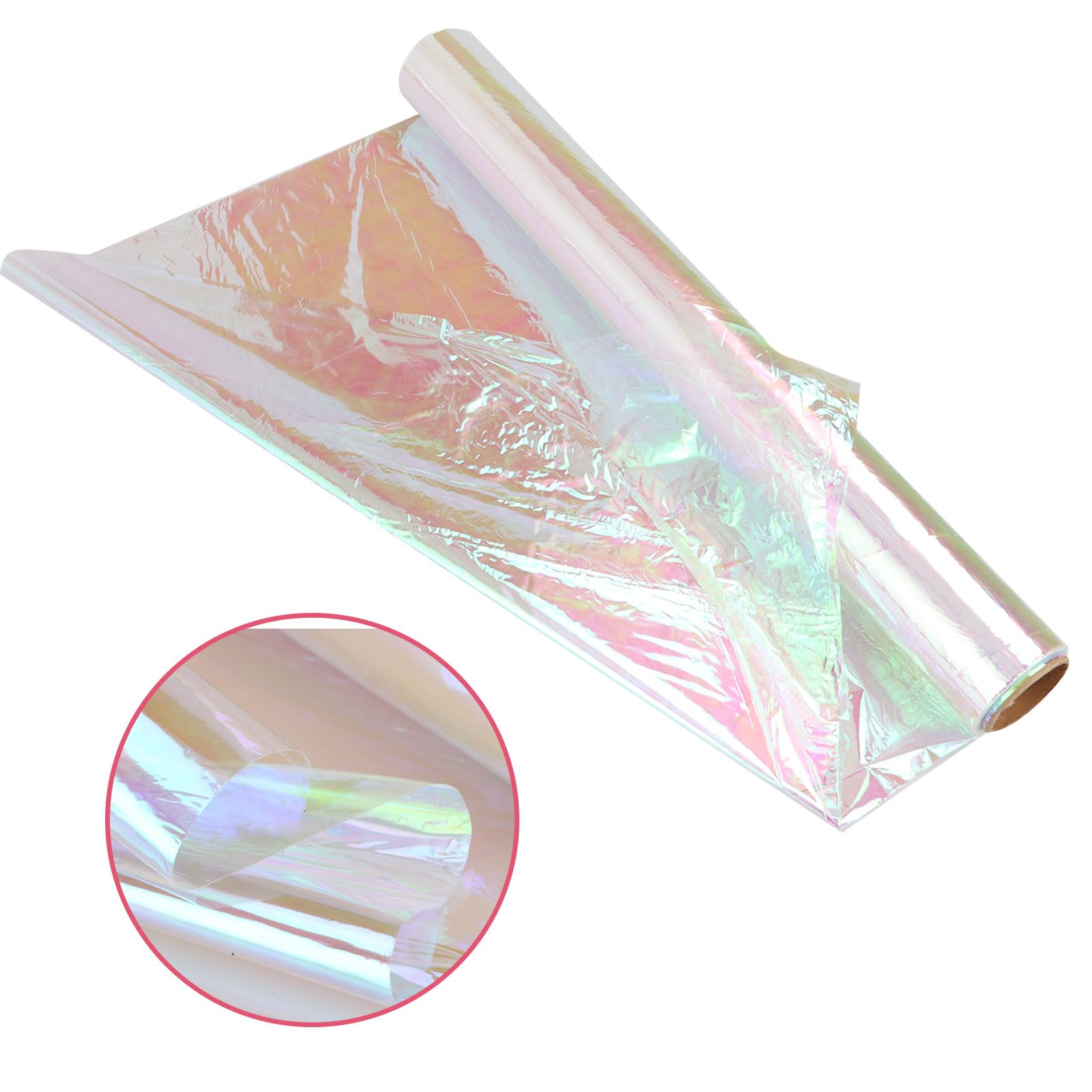 MIVIDE 34 in x 49 ft Iridescent Cellophane Wrap Roll, 2 Roll Iridescent Cellophane Wrapping Paper for Gift Baskets, DIY Crafts, Birthday, Christmas Gifts Wrapping, Flower Wrapping, Red Gold Iridescent