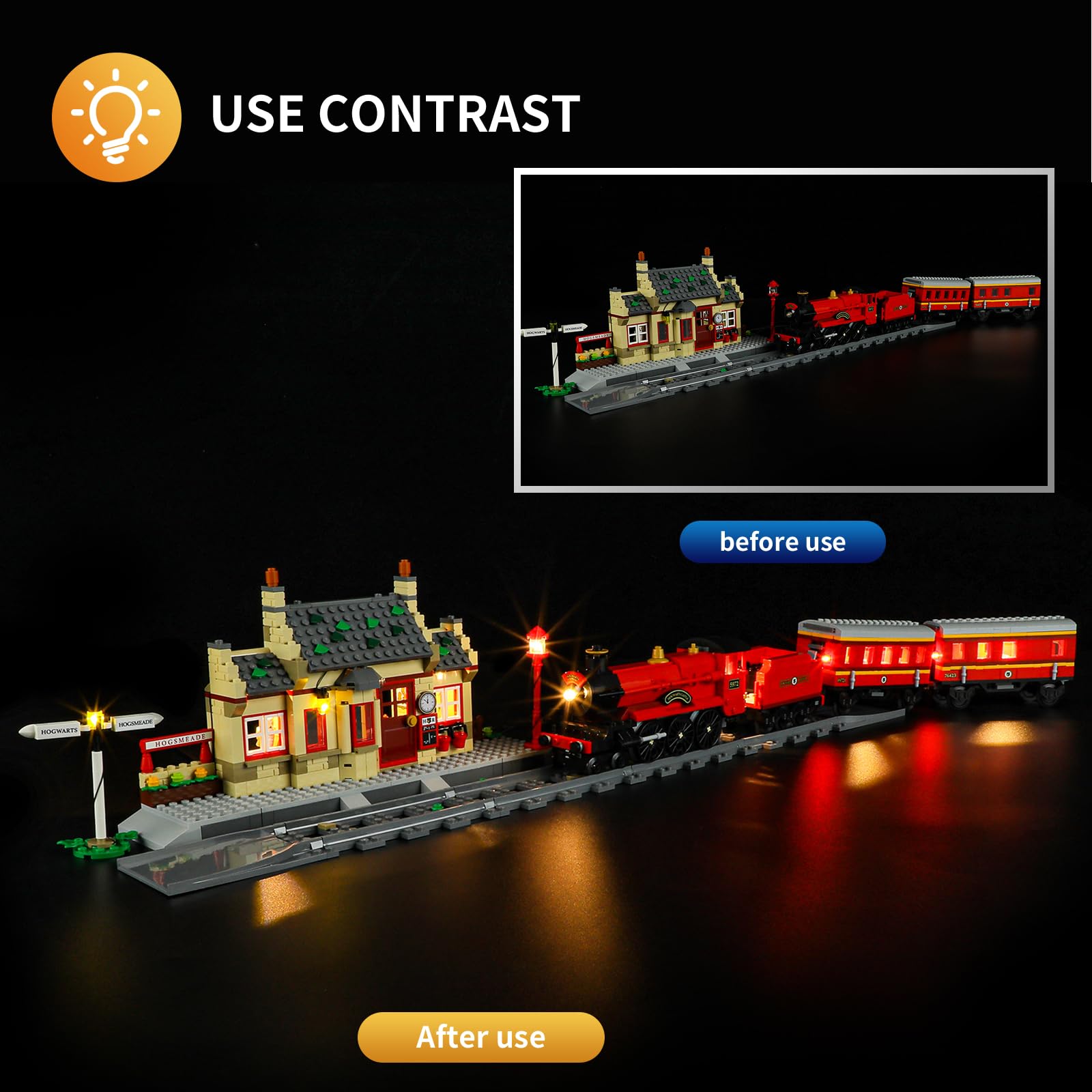 Vaodest LED Light for Lego 76423 Hogwarts Express & HogsmeadeStation Set,Design and Configuration Compatible with Model 76423(LED Light Only, Not Building Block Kit)