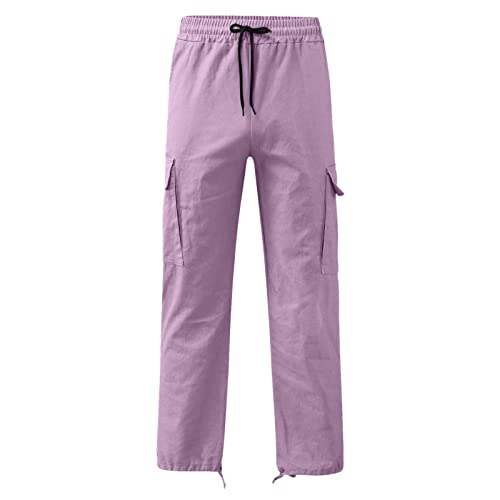 GNQCYLJ Cargo Pants for Men Relaxed Sweatpants Jogger Elastic Drawstring Hiking Pants Pants Sport Purple