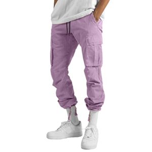 GNQCYLJ Cargo Pants for Men Relaxed Sweatpants Jogger Elastic Drawstring Hiking Pants Pants Sport Purple