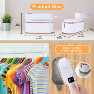 Mini Steam Iron for Clothes, Biupky Travel Steamer for Clothes Portable Steamer Travel Iron, Micro Steam Iron Mini Handheld Steamer Support Dry And Wet Ironing for Home Travel (White-Led Display)