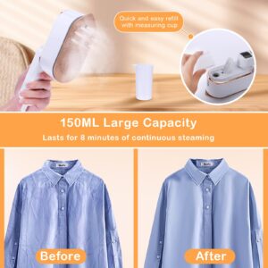 Mini Steam Iron for Clothes, Biupky Travel Steamer for Clothes Portable Steamer Travel Iron, Micro Steam Iron Mini Handheld Steamer Support Dry And Wet Ironing for Home Travel (White-Led Display)