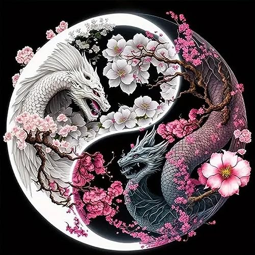 JFYHAB Dragon Diamond Painting Kits-Taichi Dragon Diamond Painting Kits for Adults,5D DIY Full Drill Dragon Diamond Art for Home Wall Decor 12x12inch