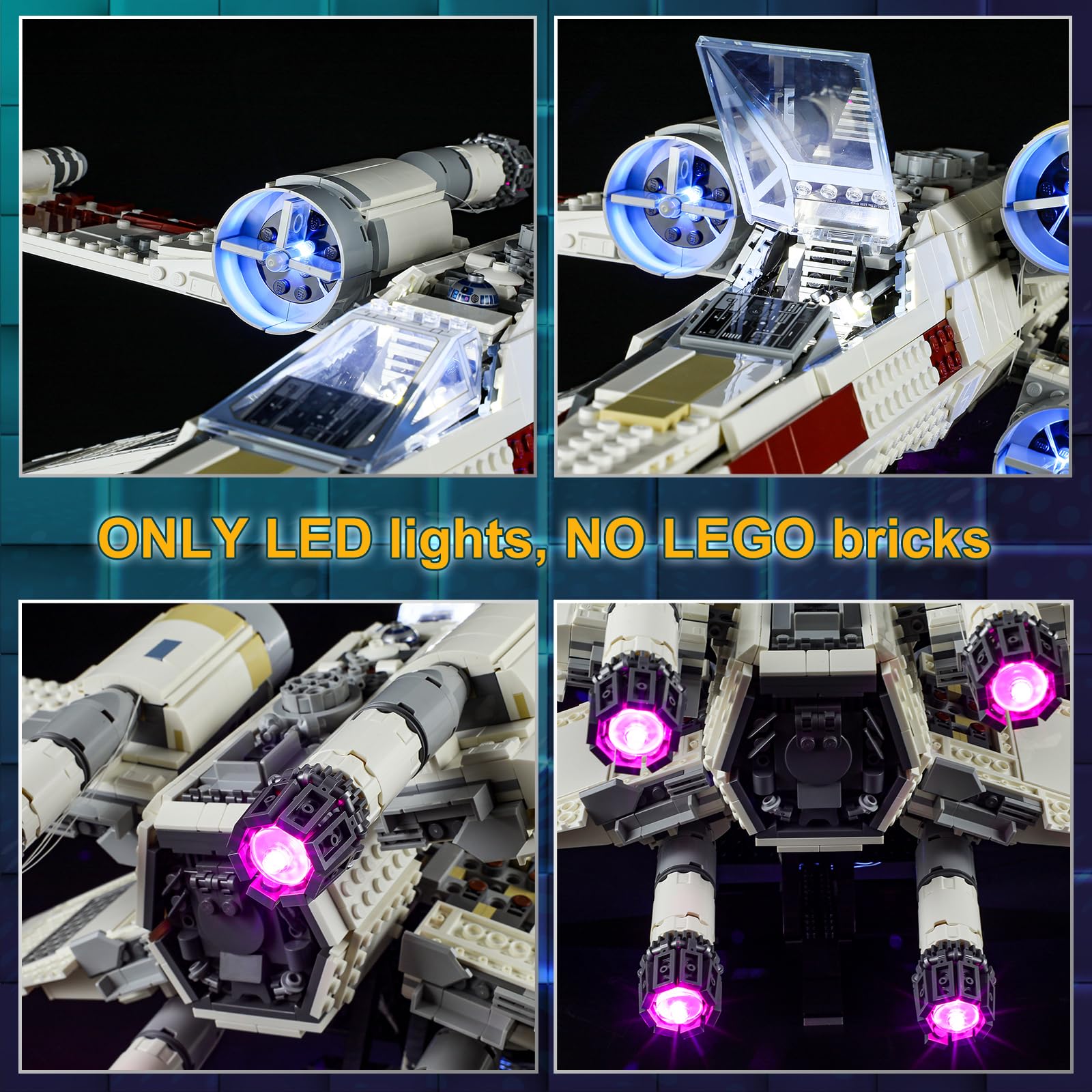 Vaodest LED Light for Lego 75355 Star Wars X-Wing Starfighter Set,Design and Configuration Compatible with Model 75355(LED Light Only, Not Building Block Kit)