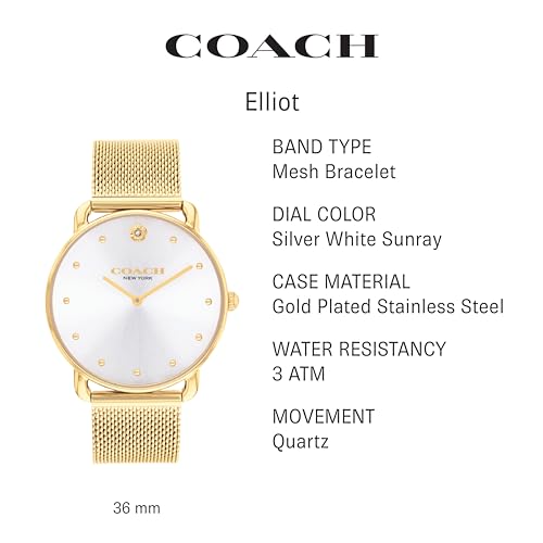 Coach Elliot Women's Watch | Elegant and Sophisticated Stles Combined | Premium Quality Timepiece for Everyday Wear | Water Resistant | (Model 14504208)