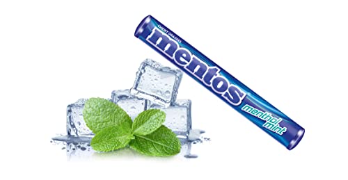 Menthol Mint Chewy Candy Rolls - Dragees Cooling Menthol and Smooth Non Melting Fun Party Travel Office 1.32 Oz Pack of 12