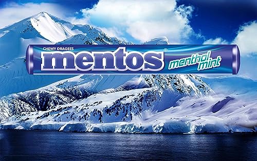 Menthol Mint Chewy Candy Rolls - Dragees Cooling Menthol and Smooth Non Melting Fun Party Travel Office 1.32 Oz Pack of 12