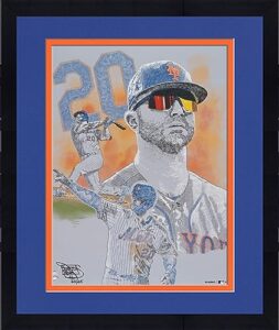 framed pete alonso new york mets 16" x 20" photo print - designed and signed by artist maz adams - limited edition 25 - autographed mlb photos