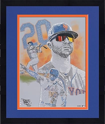 Framed Pete Alonso New York Mets 16" x 20" Photo Print - Designed and Signed by Artist Maz Adams - Limited Edition 25 - Autographed MLB Photos