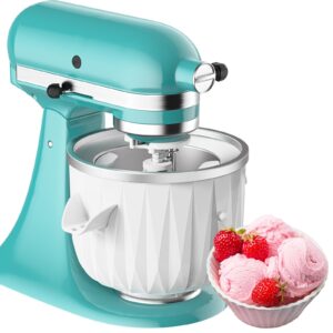 coolcook ice cream attachment for kitchenaid, compatible with 4.5 qt and larger mixer, replacement for kitchenaid ice cream maker 2-quart for sorbet, gelato, frozen yogurt