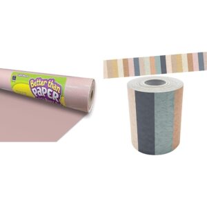 light mauve better than paper® bulletin board roll & everyone is welcome stripes straight rolled border trim (tcr8909)