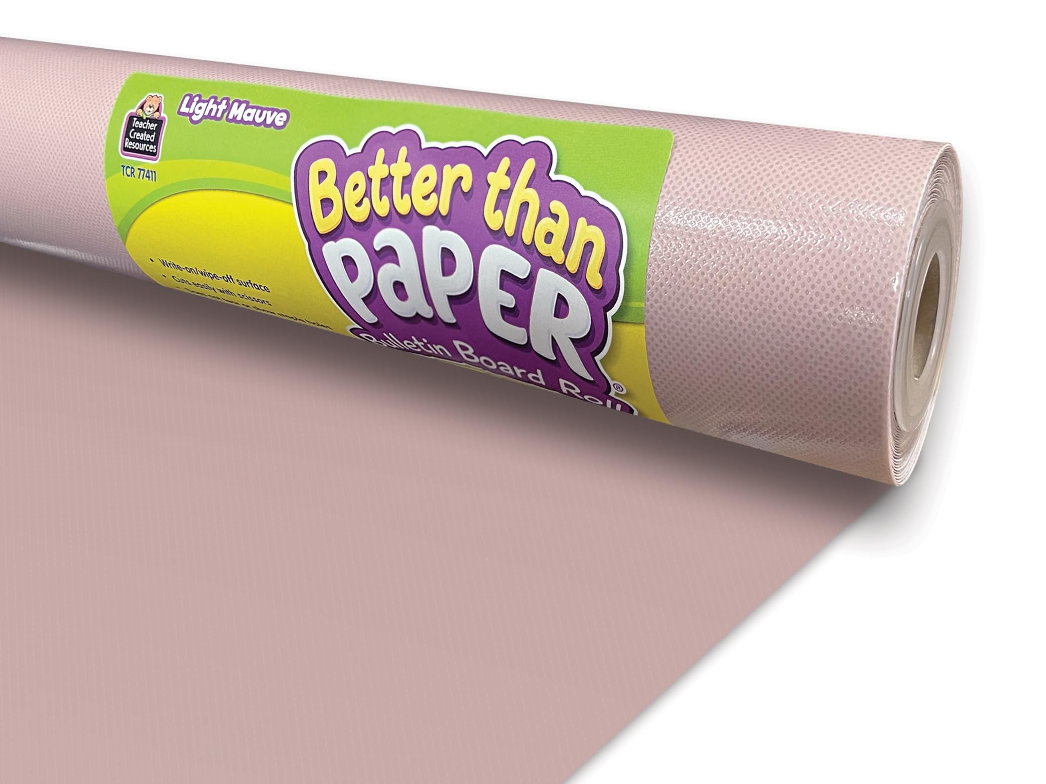 Light Mauve Better Than Paper® Bulletin Board Roll & Everyone is Welcome Stripes Straight Rolled Border Trim (TCR8909)