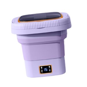 portable foldable washing machine, compact small washer, easy to carry for apartment, camping, dorm, underwear, 9l violet clear lid