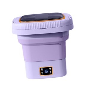 Portable Foldable Washing Machine, Compact Small Washer, Easy to Carry for Apartment, Camping, Dorm, Underwear, 9L violet clear lid