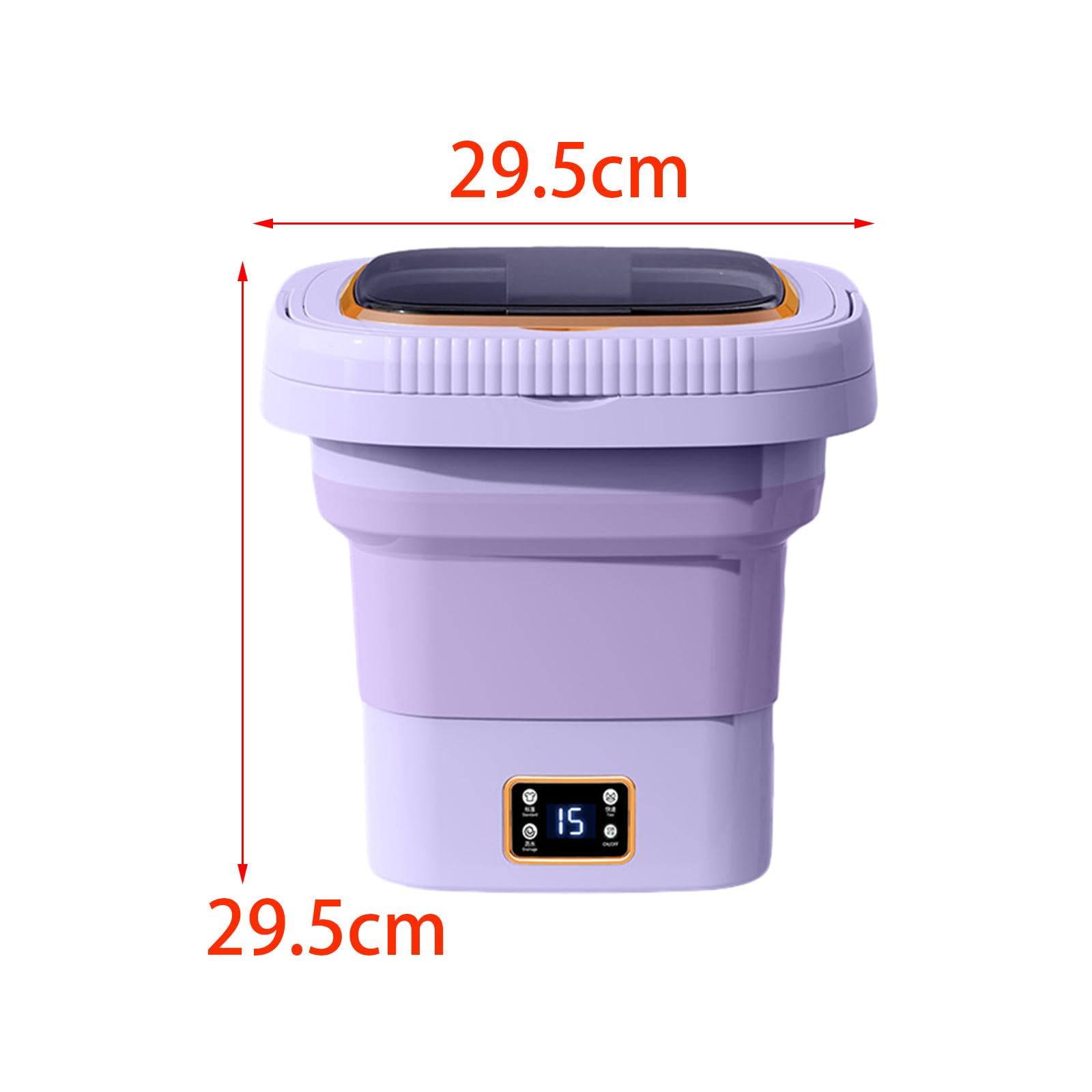 Portable Foldable Washing Machine, Compact Small Washer, Easy to Carry for Apartment, Camping, Dorm, Underwear, 9L violet clear lid