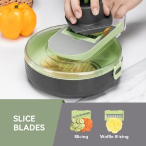 Badelite 13 in 1 Vegetable Chopper Slicer, Stainless Steel Blade, Grey & Green