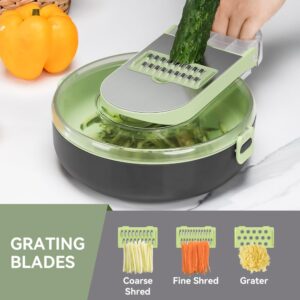 Badelite 13 in 1 Vegetable Chopper Slicer, Stainless Steel Blade, Grey & Green