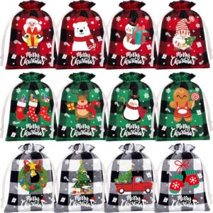 72pcs burlap christmas drawstring bags buffalo plaid xmas gift bags burlap xmas candy bags small christmas linen treat bags goody gift bags sacks reusable gift wrapping bags holiday party favors bags