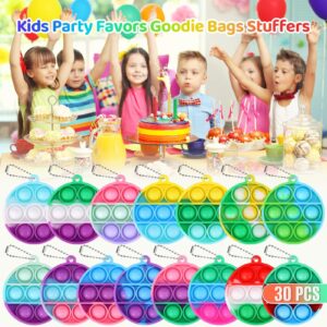 DODOLOL 30 Pack Kids Party Favors Fidget Toys Bulk Mini Pop Fidget Keychain Its Birthday Party Favors for Kids 4-8,8-12 Small Pinata Stuffers Classroom Prizes Fidgets It Students Goodie Bag Stuffers