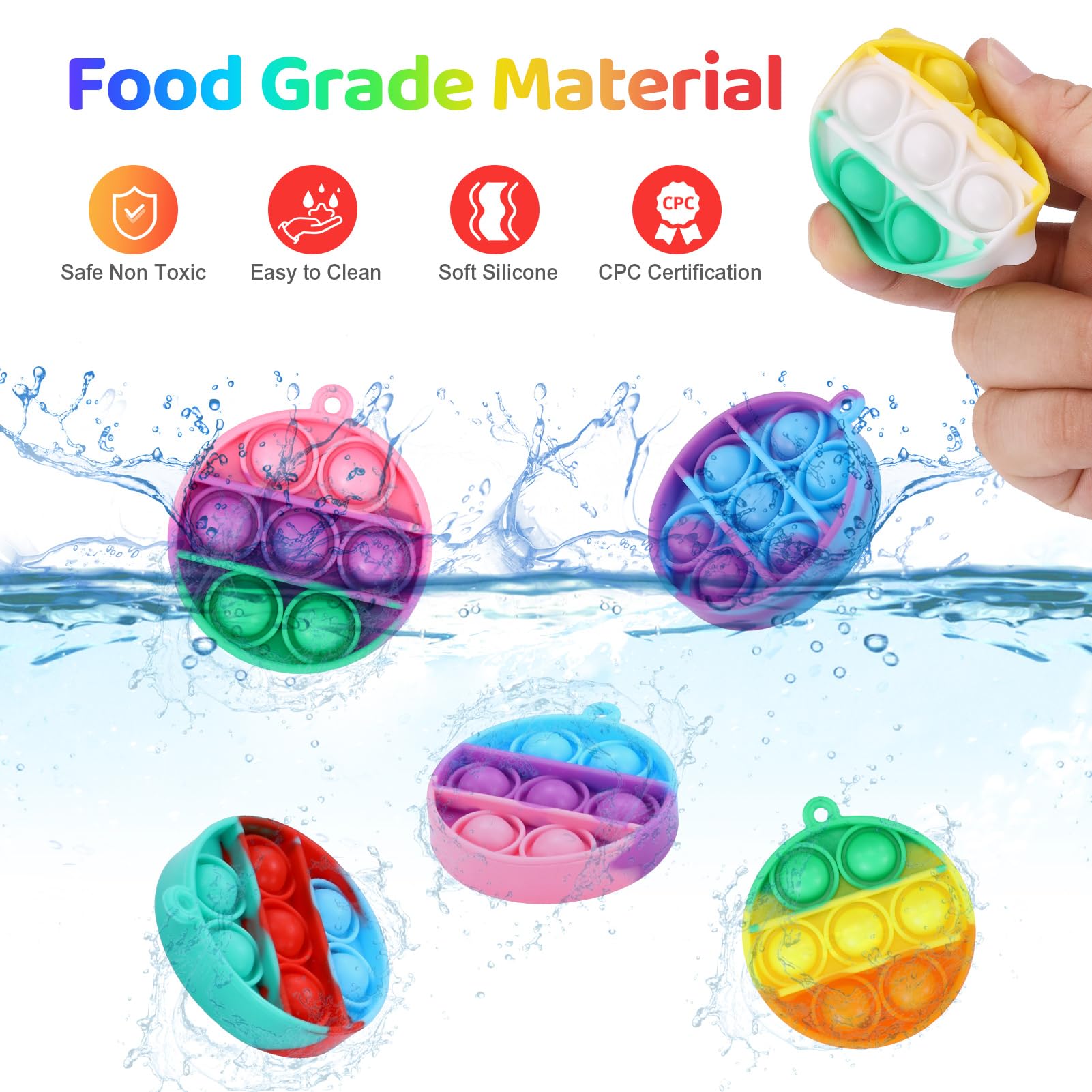 DODOLOL 30 Pack Kids Party Favors Fidget Toys Bulk Mini Pop Fidget Keychain Its Birthday Party Favors for Kids 4-8,8-12 Small Pinata Stuffers Classroom Prizes Fidgets It Students Goodie Bag Stuffers