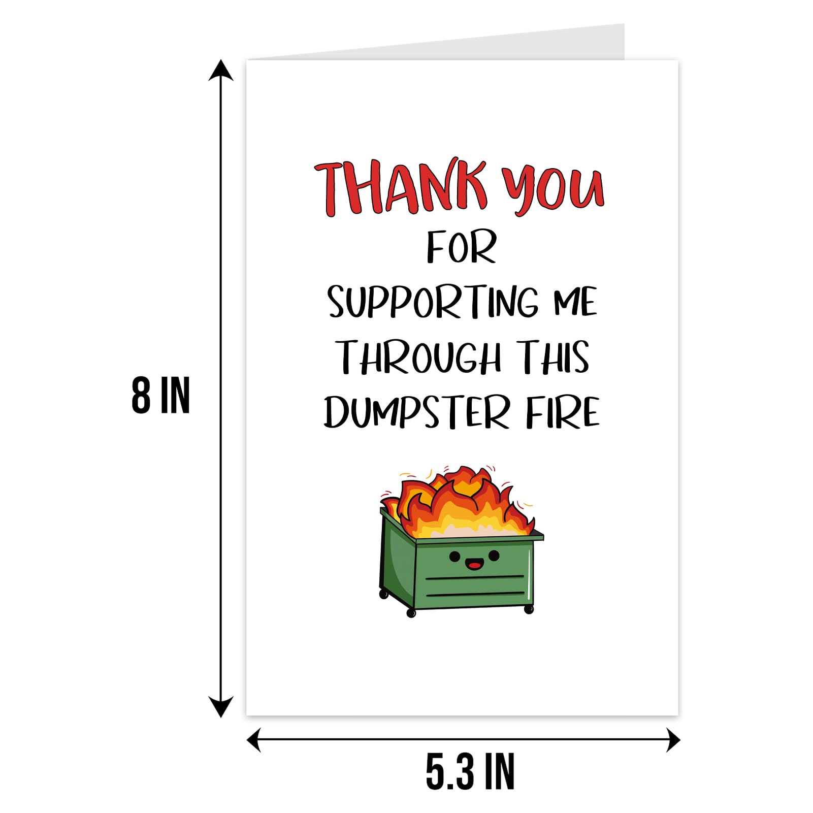 Qiliji Funny Thank You Card for Men Women, Appreciation Card for Coworker Boss Teacher Friend Doctor, Thank You For Supporting Me Through This Dumpster Fire