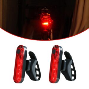 gkmow 2 pcs led bike tail light, ultra bright 4 modes rear bicycle taillights, waterproof cycling flashlight bike accessories, for men women road mountain (red)