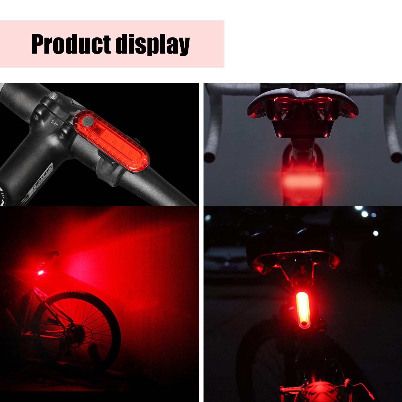 GKmow 2 PCS LED Bike Tail Light, Ultra Bright 4 Modes Rear Bicycle Taillights, Waterproof Cycling Flashlight Bike Accessories, for Men Women Road Mountain (Red)