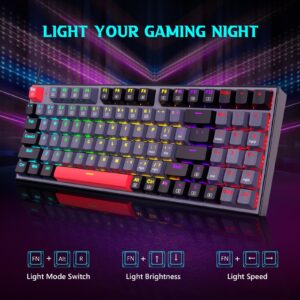 Redragon Mechanical Gaming Keyboard, Wired Mechanical Keyboard with 94 Keys, Programmable Macro Editing, Numeric Pad, Red Switches, Compact Keyboard Mechanical for Pc Mac Ipad, Gray Black