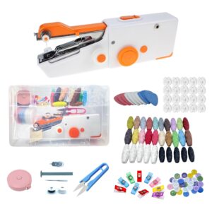 handheld sewing machine,sewing kit with accessories and tools,hand held sewing device,mini sewing machine for beginners,for home and traveling (orange)