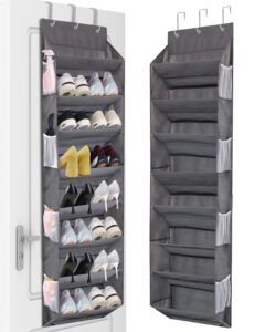 miracsnail over the door shoe organizer hanging with 8 mesh pockets 8 wire large deep pockets, 50lbs weight capacity fits 16 pairs shoes door shoe rack store for closet and narrow door 1 pack