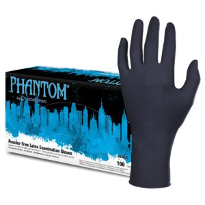 Adenna Phantom Disposable 6 mil Powder-Free Latex Gloves, Medical Grade, Black,Medium