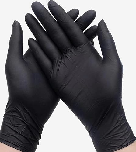 Generic Disposable Nitrile Gloves, Chemical Resistant, Powder-Free, Touch-Friendly, Food Safe, Black, Large, 100-Count