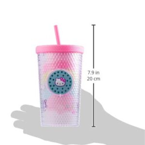 Hello Kitty And Friends Glitzy Pop Sparkling Tumbler, 15oz Hello Kitty Tumbler, Cute Hello Kitty Water Bottle Kids Adults, Hello Kitty Water Bottle With Straw, Pink Hello Kitty Water Bottle for School