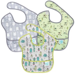 bumkins bibs for girl or boy, superbib baby and toddler for 6-24 months, essential must have for eating, feeding, baby led weaning supplies, mess saving, 3-pk cactus, llama, arrows, 3-pack