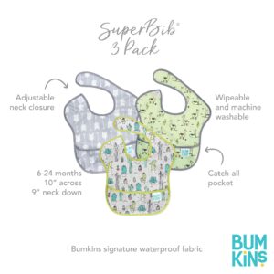 Bumkins Bibs for Girl or Boy, SuperBib Baby and Toddler for 6-24 Months, Essential Must Have for Eating, Feeding, Baby Led Weaning Supplies, Mess Saving, 3-pk Cactus, Llama, Arrows, 3-Pack