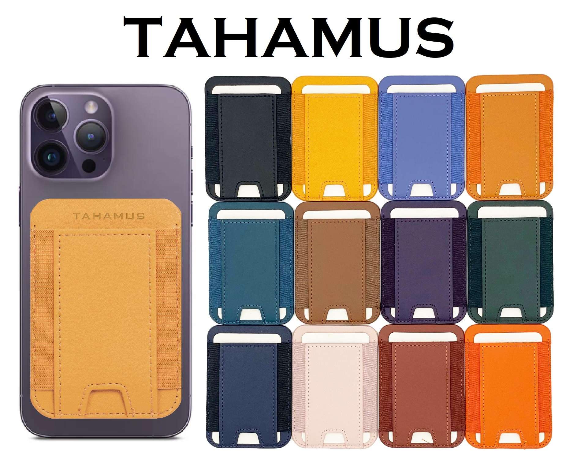 Tahamus Hold 1 to 7 Cards, Strong Magnetic Wallet Leather Card Holder for iPhone 14 13 12 Series, Compatible with Magsafe Wallet And Cases, (Black)