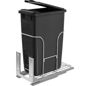 yitahome 43 quart (xl) pull-out trash can recycling bin with lid for 14.2" w x 22.2" d x 29.5" h minimum cabinets, sliding under mount kitchen waste garbage container with soft-close slides, black