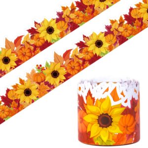 66ft fall bulletin board borders sunflower maple leaves pumpkins theme border trim for school classroom blackboard office chalkboard autumn themed party thanksgiving decoration wall decor