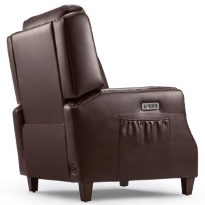 BMBMT Recliner Chair Lounge Brown, Genuine Leather Recliner with Retro Rivet Design, Soft & Breathable & Cool, Power Recliner Chair for Living Room, Bedroom, Office, Home Theater