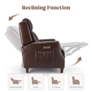 BMBMT Recliner Chair Lounge Brown, Genuine Leather Recliner with Retro Rivet Design, Soft & Breathable & Cool, Power Recliner Chair for Living Room, Bedroom, Office, Home Theater